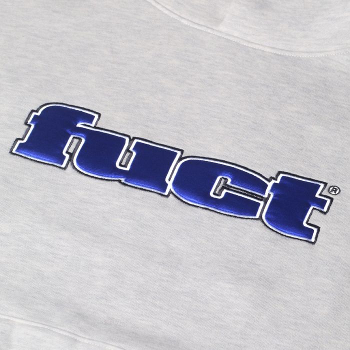 Fuct OG LOGO SATIN APPLIQUÉ HOODIE SWEATSHIRT - HEATHER GREY | Grailed