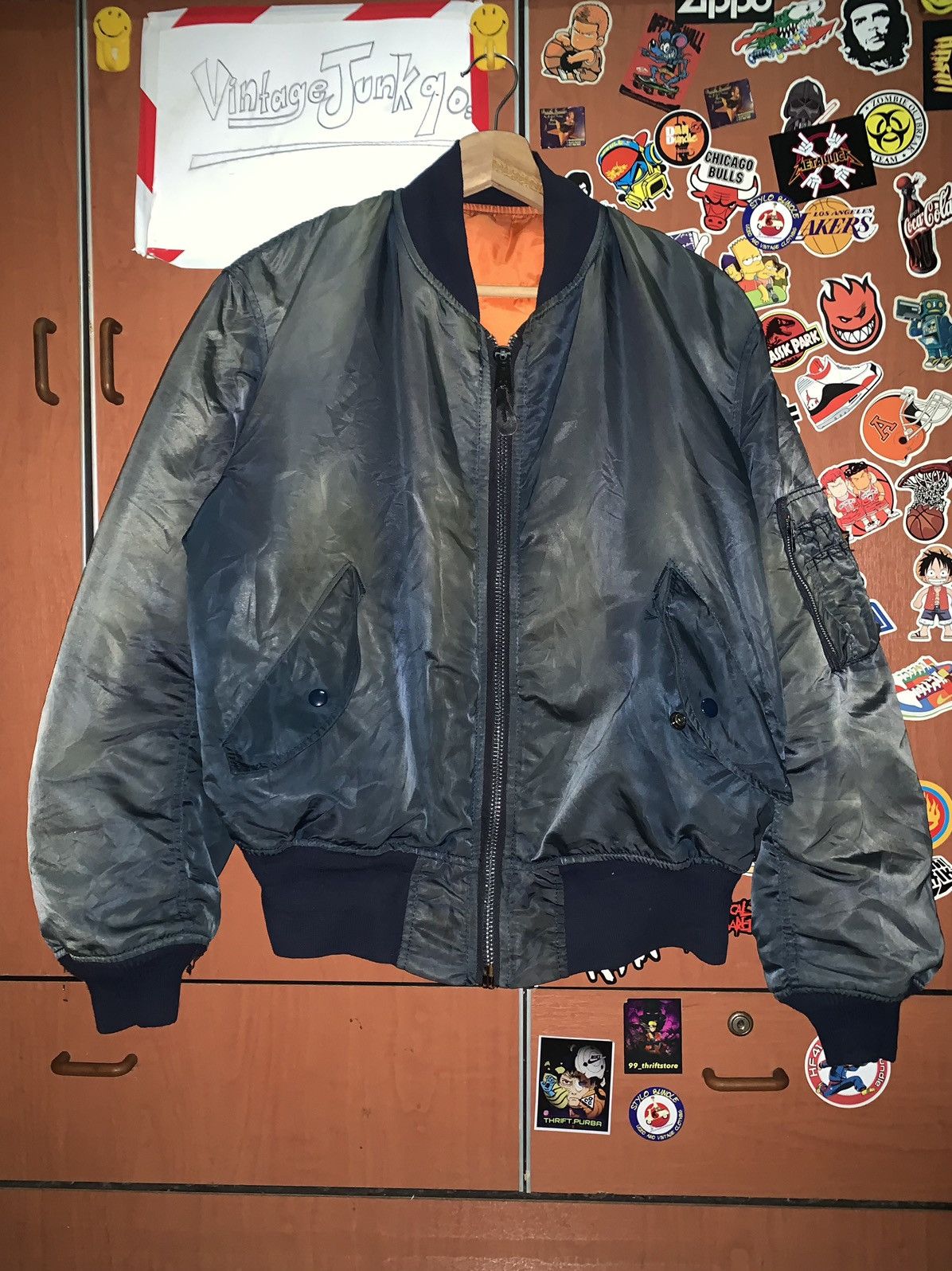 Alpha Industries × Bomber Jacket × Vintage Vintage Distressed MA-1 Flight jacket Alpha ...