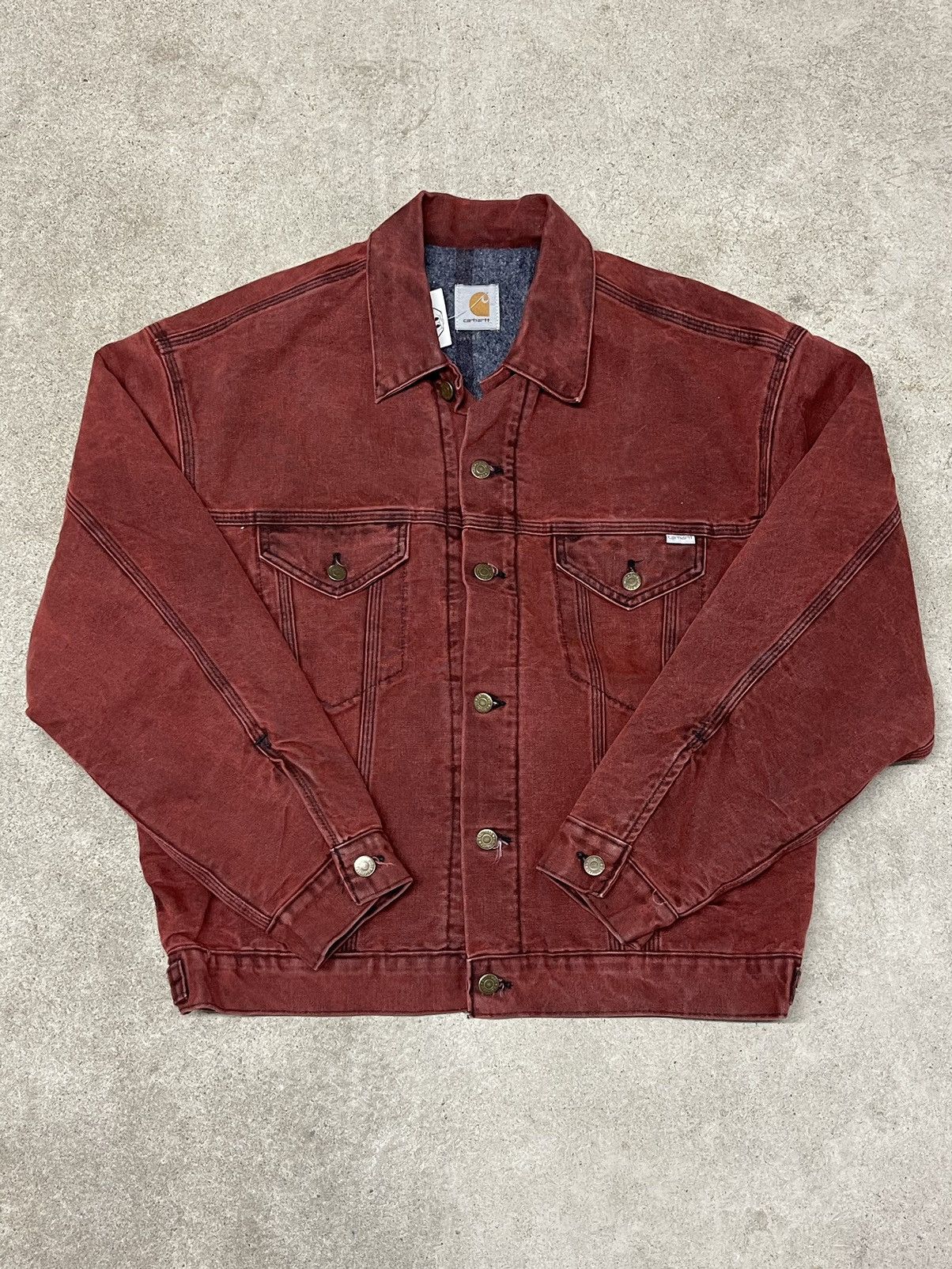 Carhartt 90s Carhartt Red Trucker Jacket Blanket Lined | Grailed