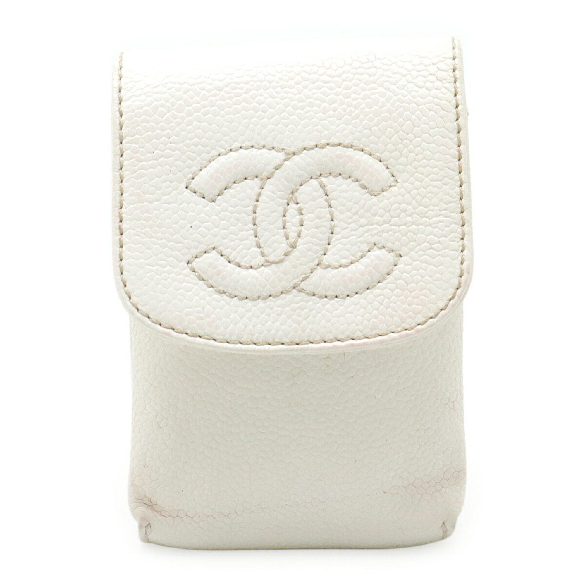 Chanel CHANEL Coco Mark Cigarette Case, iQOS Pouch, Caviar Skin Leather ...