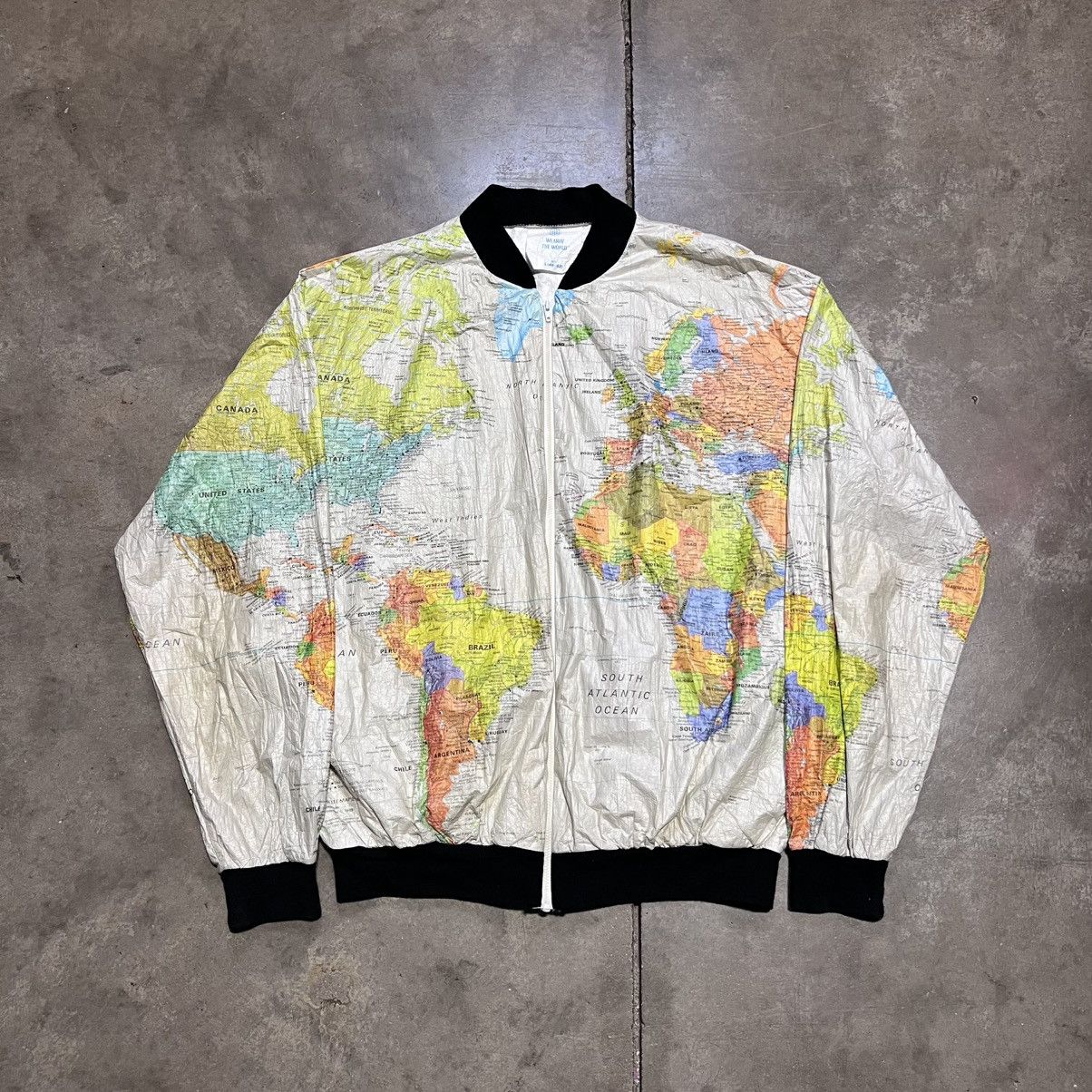 Vintage Vintage 80s Wearin the World Map Jacket AOP Kurt Cobain USA ...