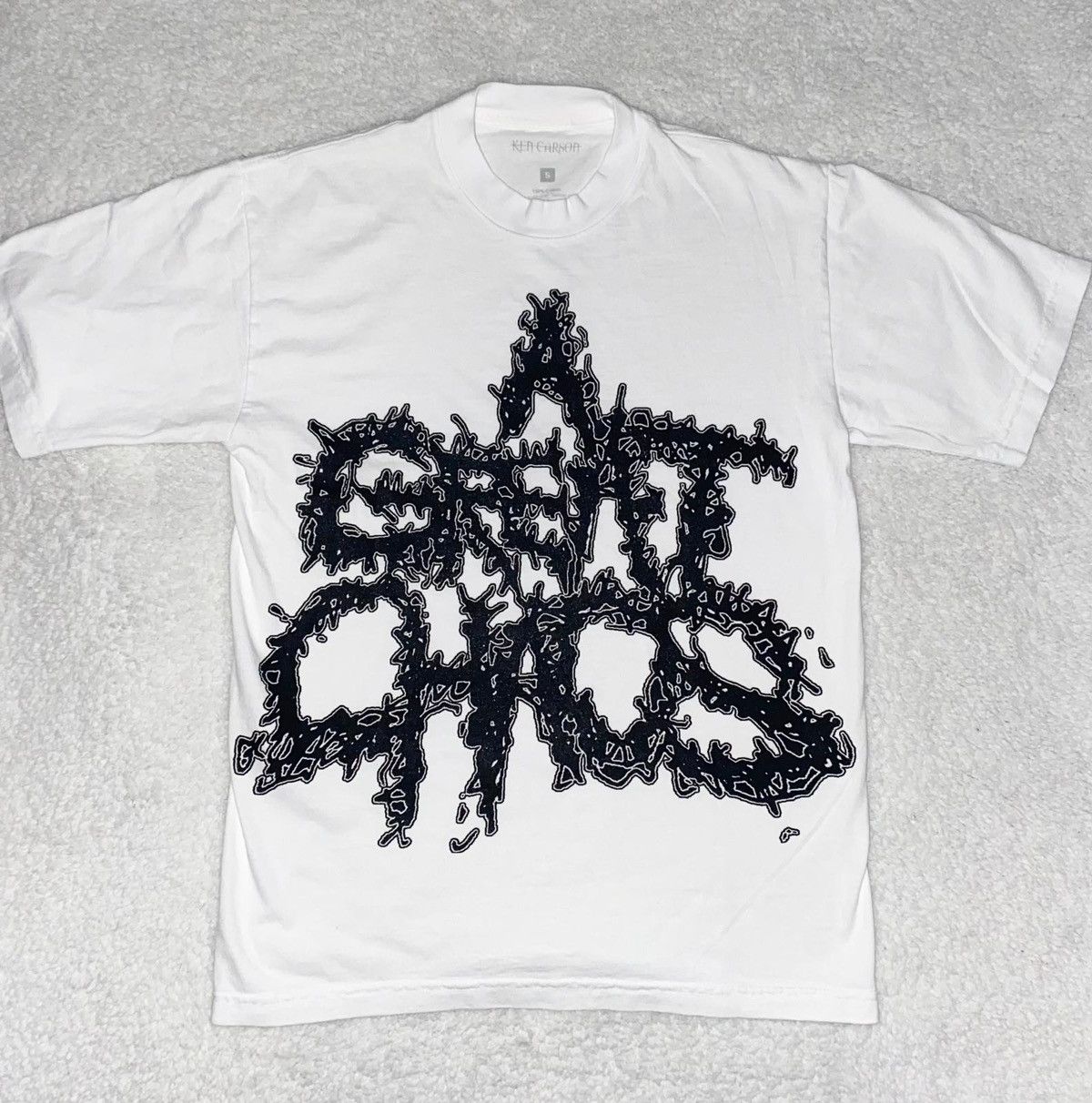 Actual Hate × Ken Carson Ken Carson A Great Chaos AGC Merch White T ...