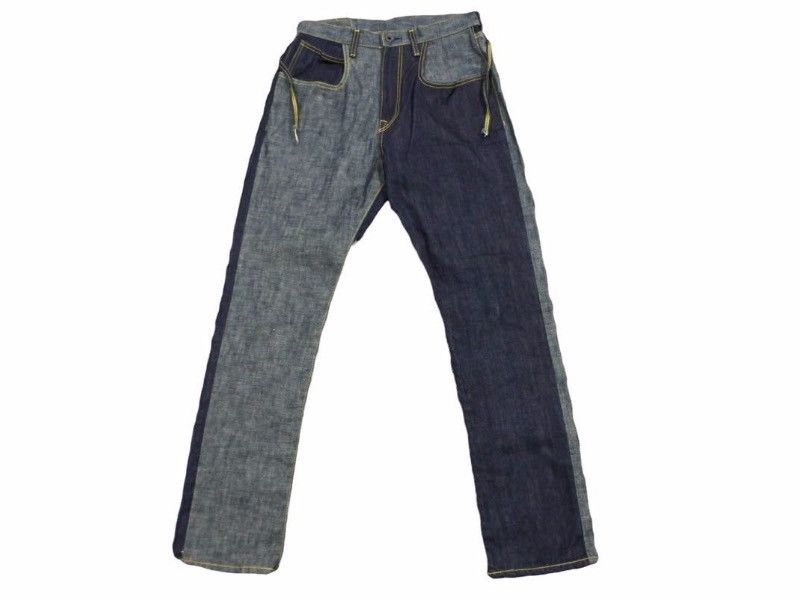 Kapital Denim Reconstructed Pattern Zip Ply Straight Cut Indigo | Grailed