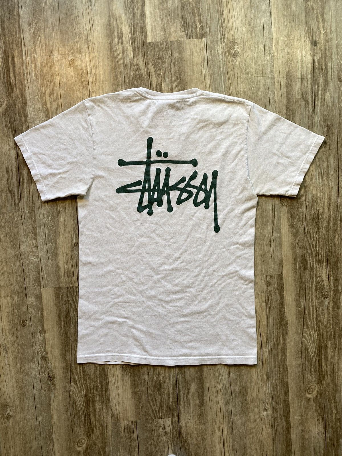 Streetwear × Stussy Stussy Stock Script Logo Forrest Green Graphic ...