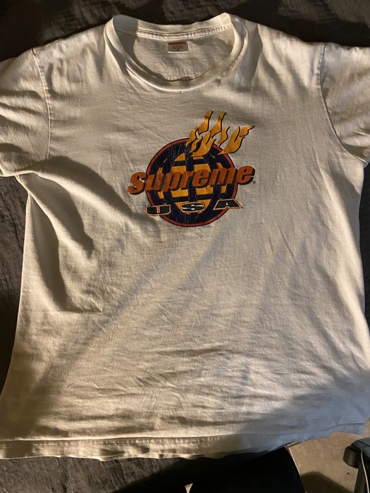 Supreme VINTAGE SUPREME GREY FLAME T-SHIRT | Grailed