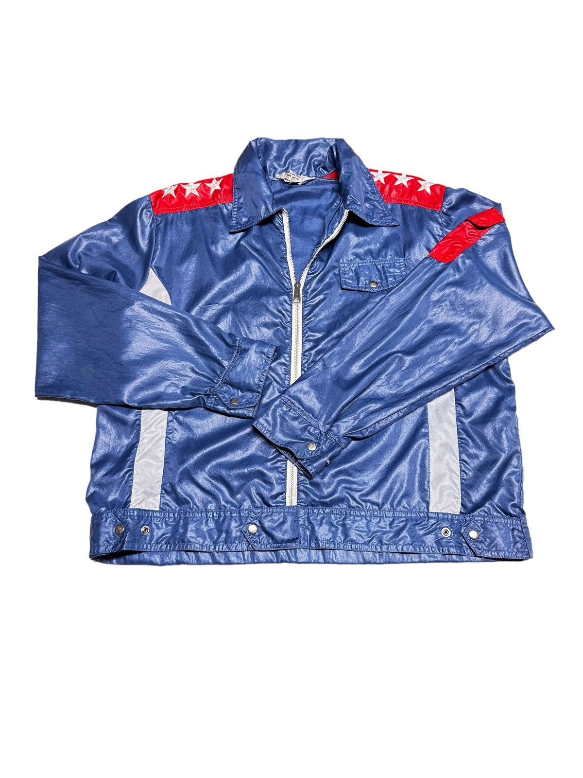 America × Vintage Vintage Stuntman Style Jacket 70s Red Blue White ...