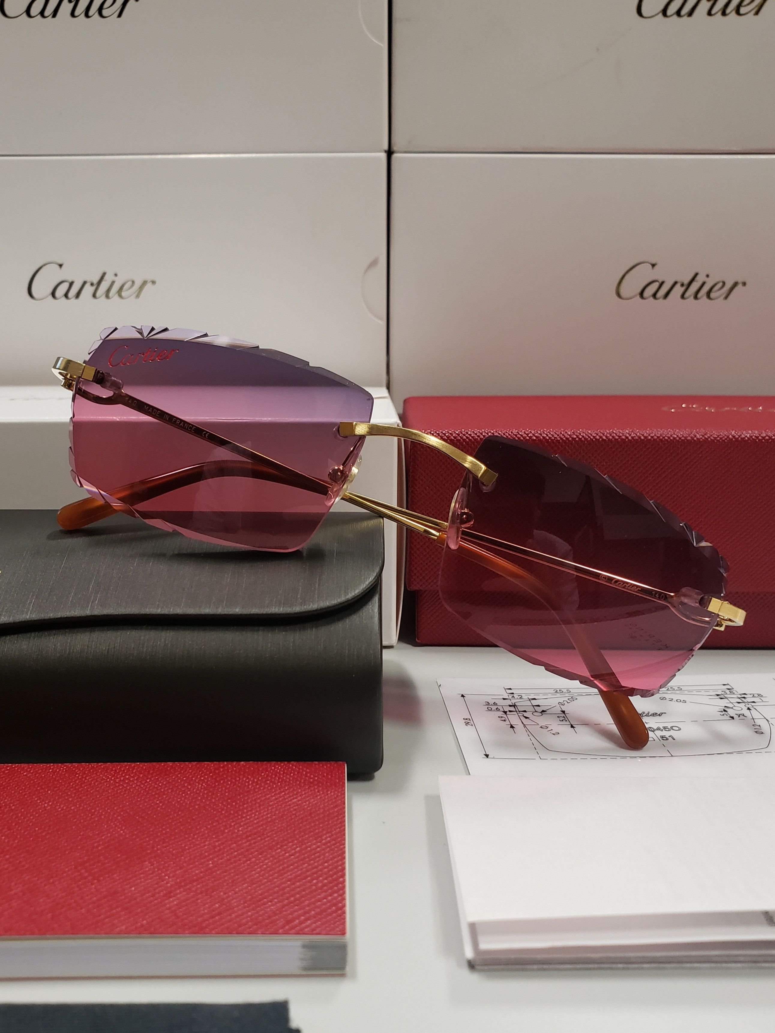 Cartier Cartier Sunglasses Harmattan Gold Custom Diamond Cuts | Grailed