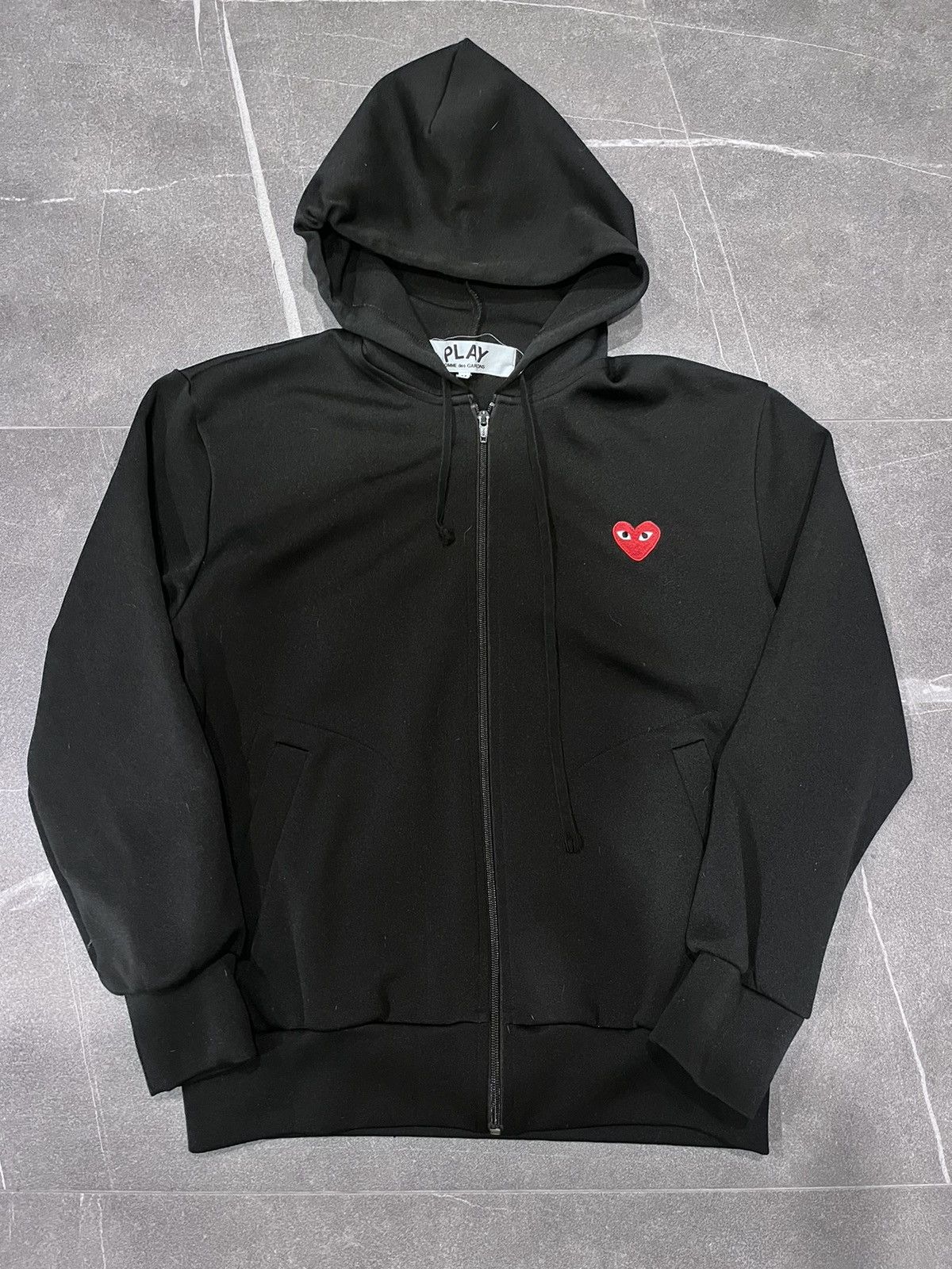 Comme Des Garcons Play × Comme des Garcons CDG PLAY Black zip up hoodie ...