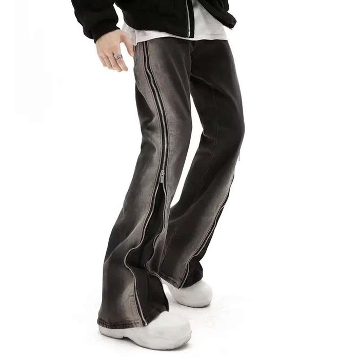 Streetwear Opium Style Zipper Baggy Flare Men Jeans | Grailed