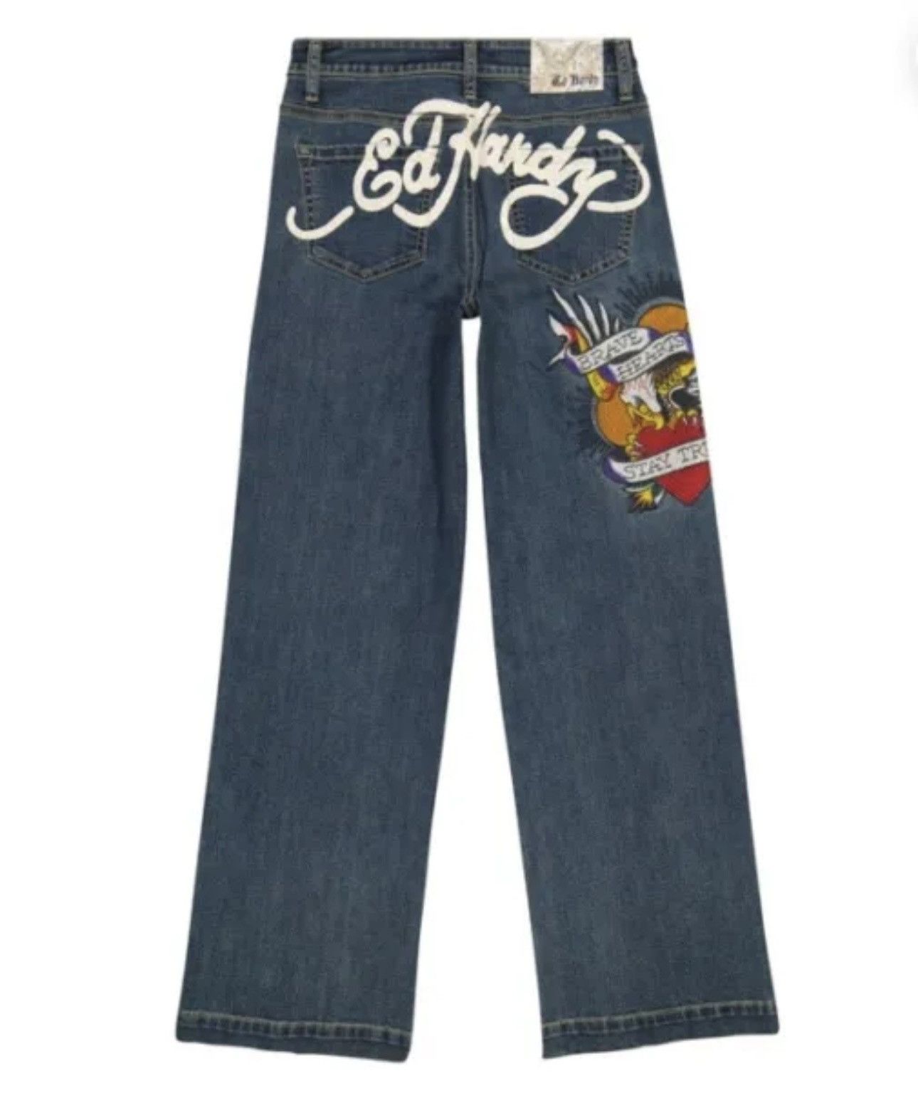 Ed Hardy Don Ed Hardy Rare Designs wide leg jeans 28 logo back brave ...