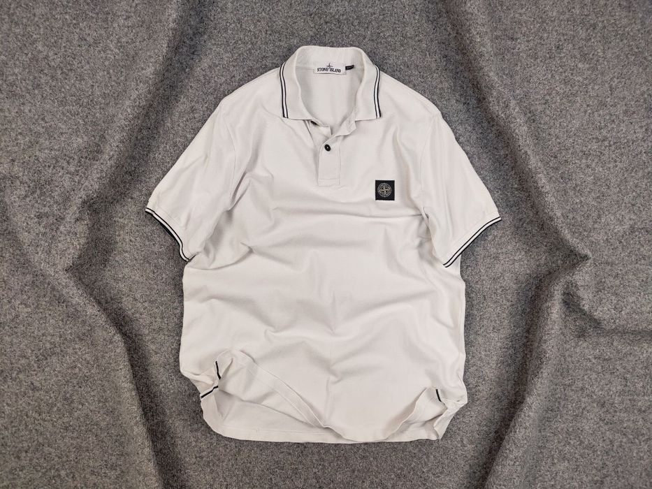 Stone Island Stone Island classic Logo authentic White Polo Shirt | Grailed