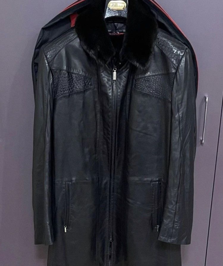 Zilli Zilli Leather Collar Fur Caress Detail Crocodiles Jacket | Grailed