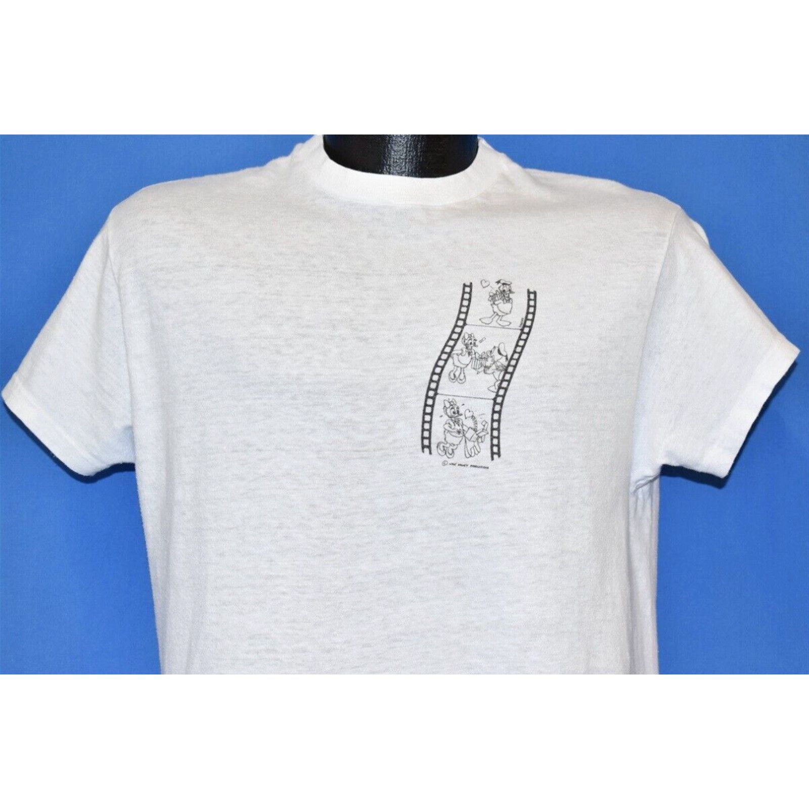 Hanes vtg 80s DONALD DUCK DAISY WALT DISNEY CARTOON FILM STRIP CUTE ...