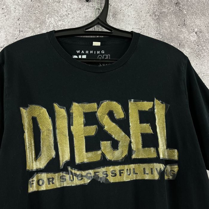Diesel Diesel Black T-Shirt Big Logo Gold Y2K Size L | Grailed