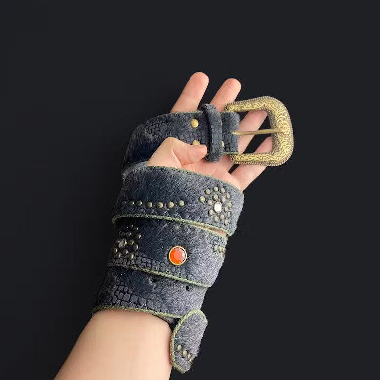 Vintage Japanese Vintage Mohair Ornament Crystals Punk Belt | Grailed