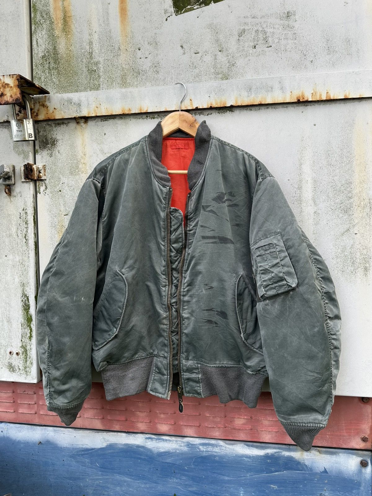 Bomber Jacket × Japanese Brand × Vintage 🪖Vintage Faded Machope MA-1 Man Intermediate Bomber ...