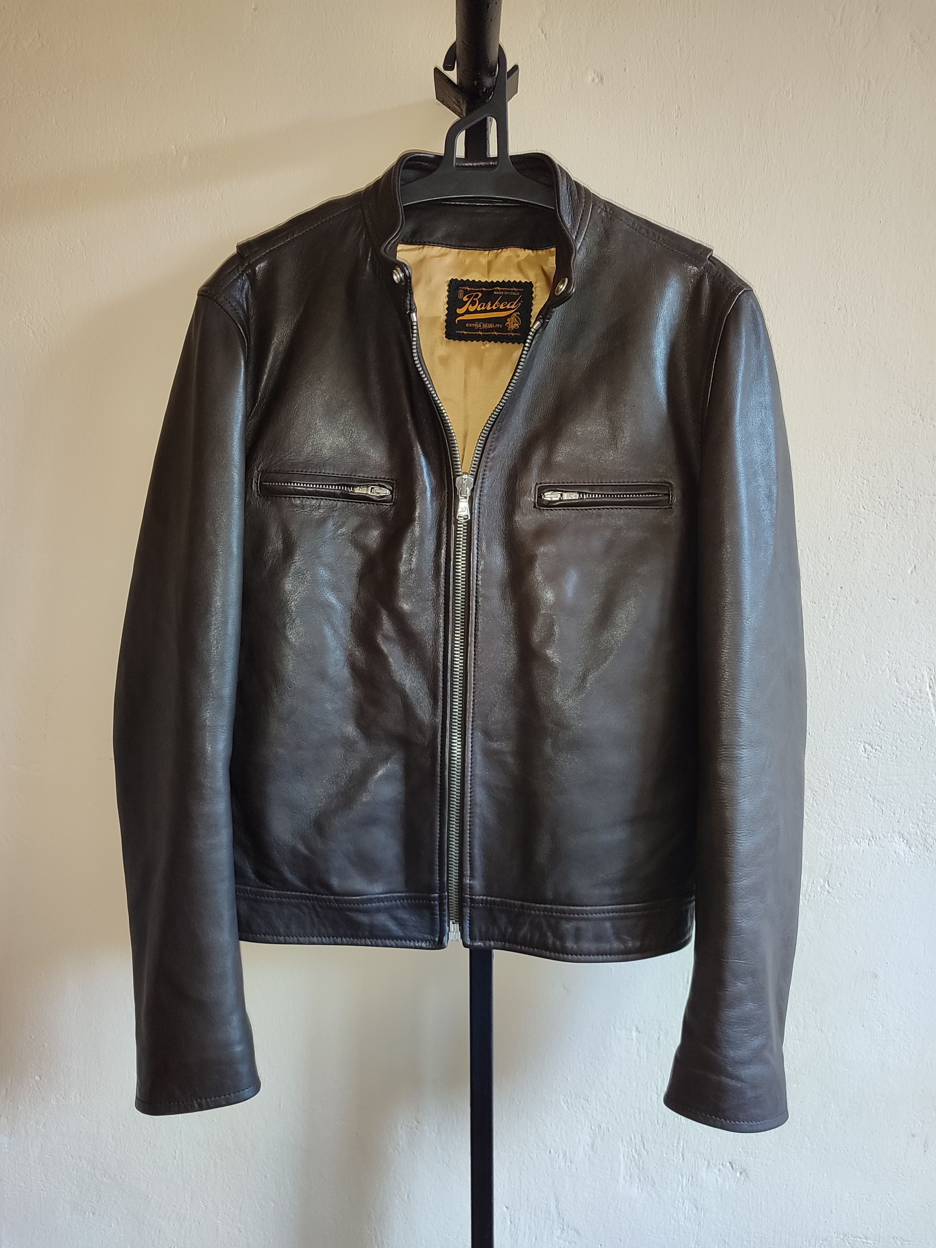 Japanese Brand × Leather Jacket × Luxury Luxury Barbed leather jacket vintage made in Italy ...