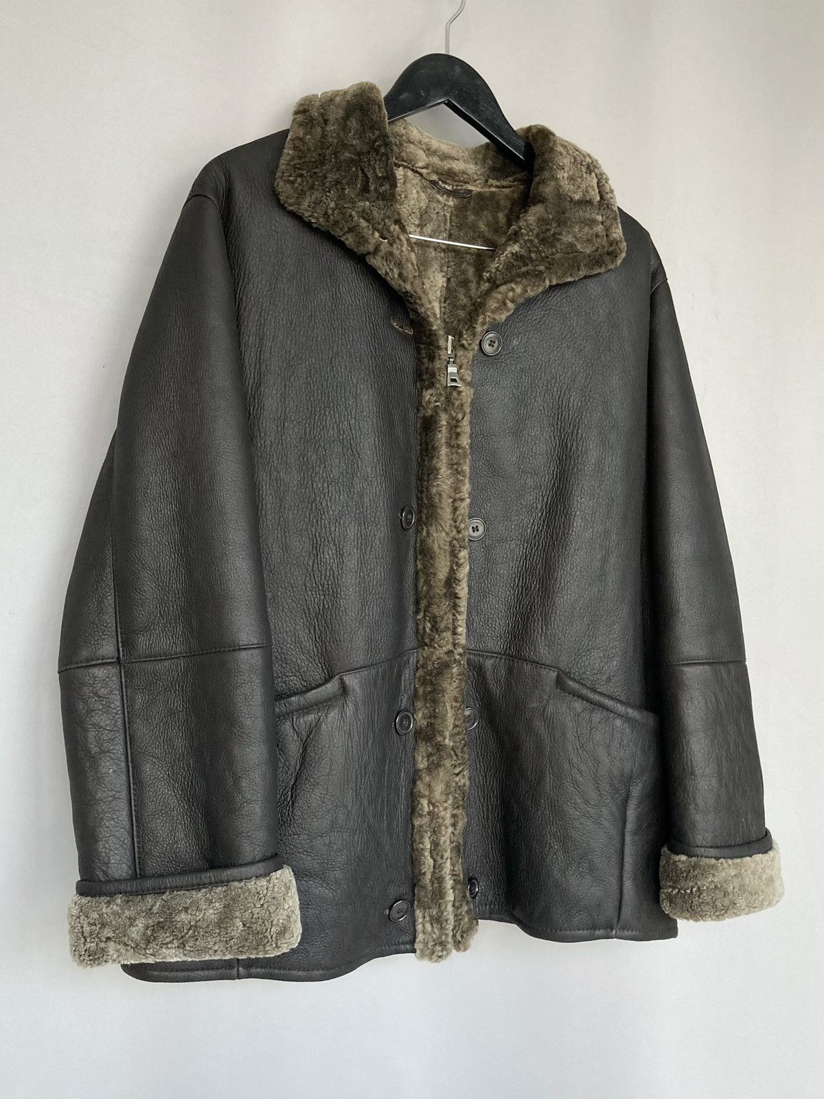 Vintage Vintage Hugo Boss Shearling Sheepskin Leather Jacket | Grailed