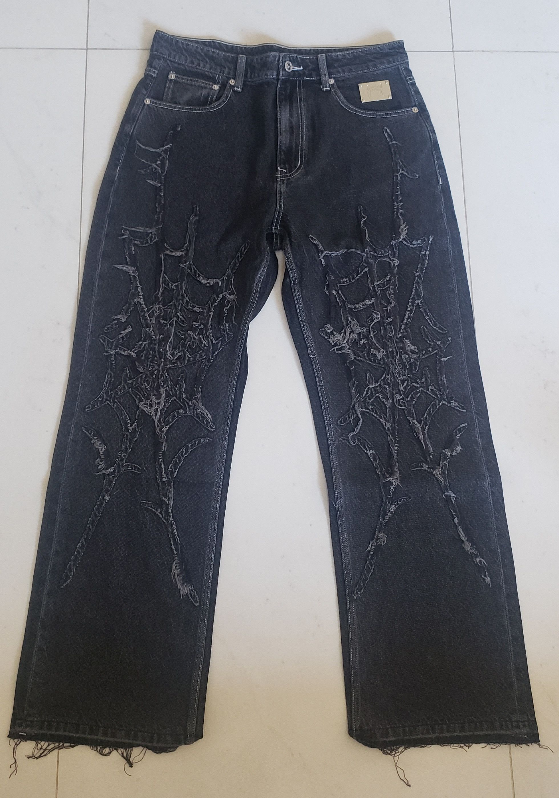 Revenge Revenge Spider Web Denim Pant Black | Grailed