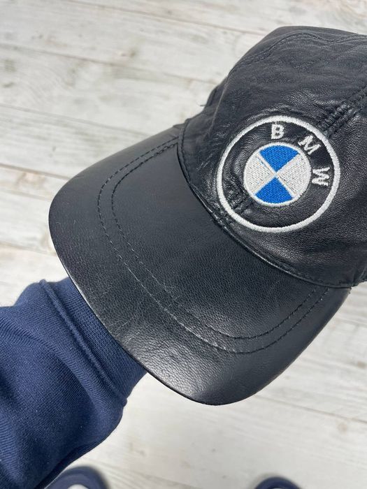 Bmw Vintage BMW Leather Cap Hat Big logo Y2K 90s Racing NASCAR | Grailed