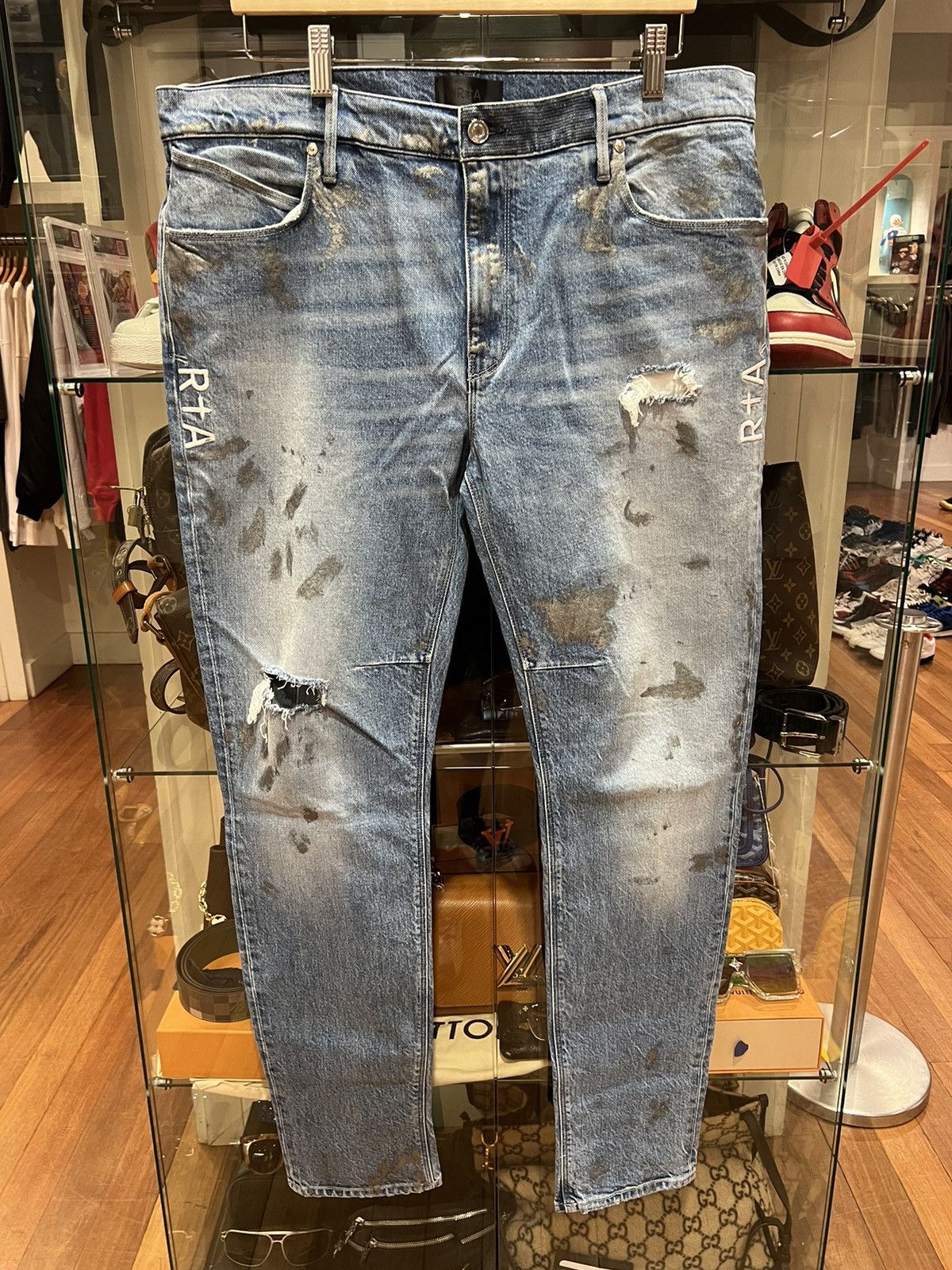 Rta RTA paint splatter distressed jeans light wash | Grailed