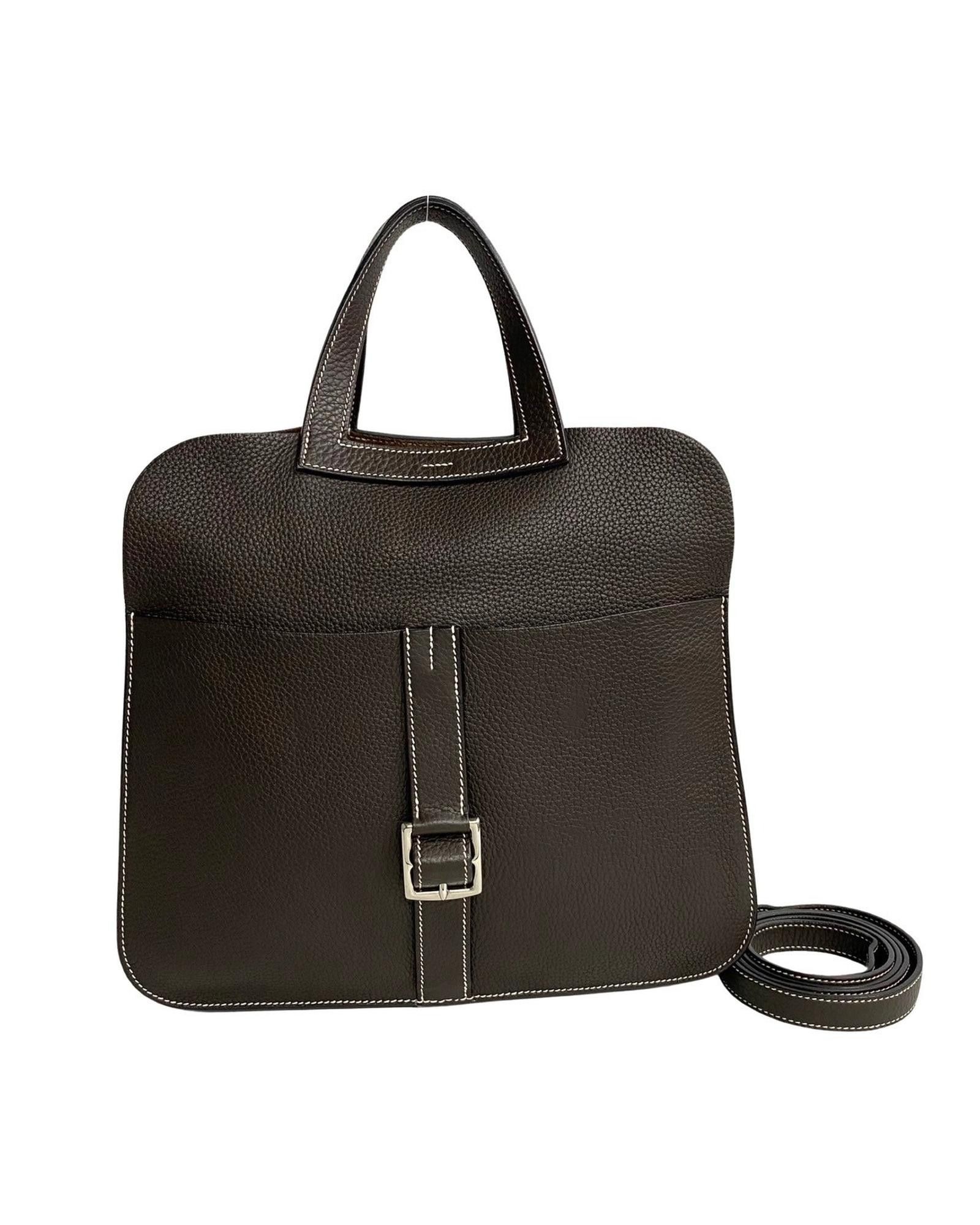 Hermes Brown Clemence Halzan 31 Bag in Excellent Condition | Grailed