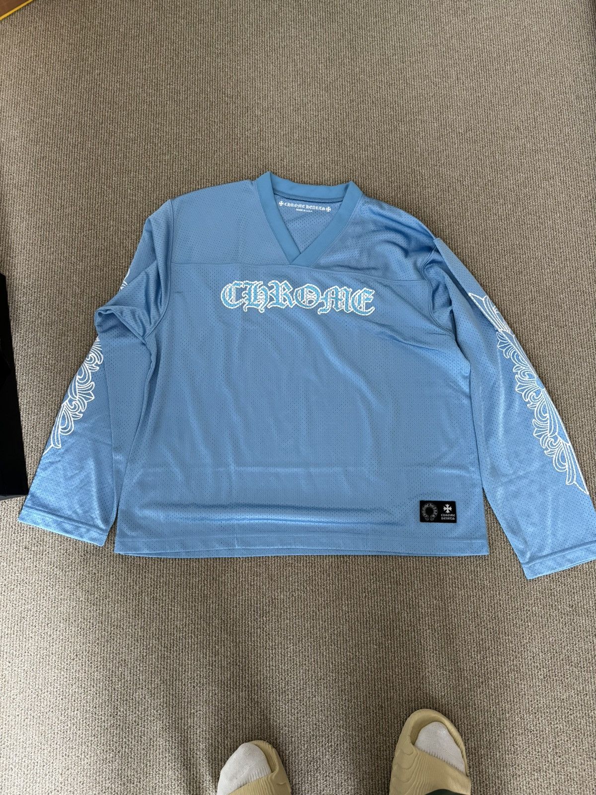 Chrome Hearts Brand New Blue Chrome Hearts Mesh Warm Up Jersey Large ...