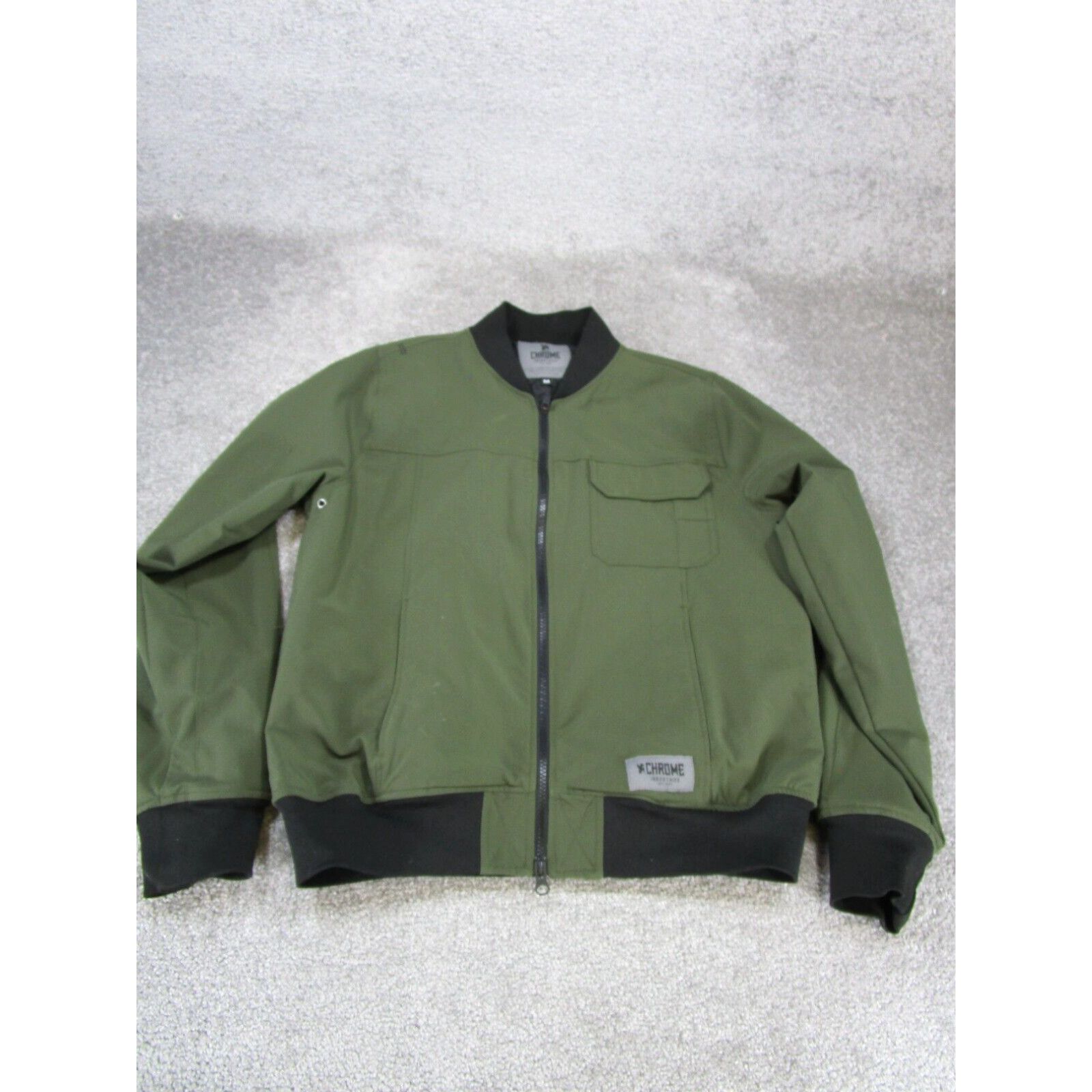 Vintage Chrome Jacket Mens Medium Green Softshell Bomber Outdoor *Stain ...