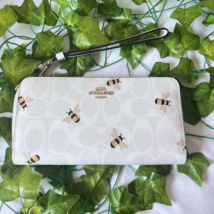 Coach Long Zip Around Wallet In Signature Canvas With Bee Print | Grailed