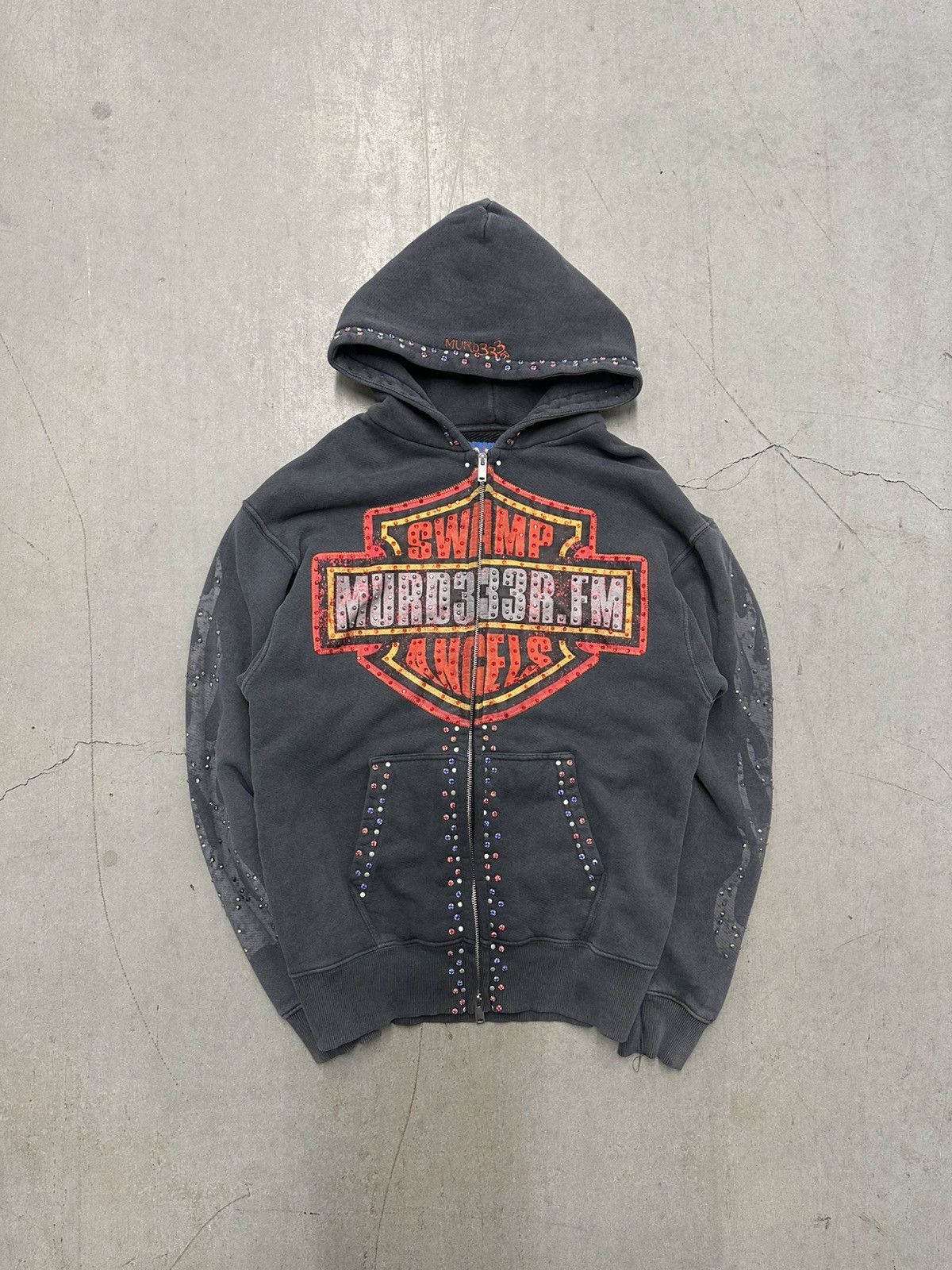 Streetwear × murd333r.fm Murder.fm Chop333r OG Zip Up Grey Hoodie Size ...