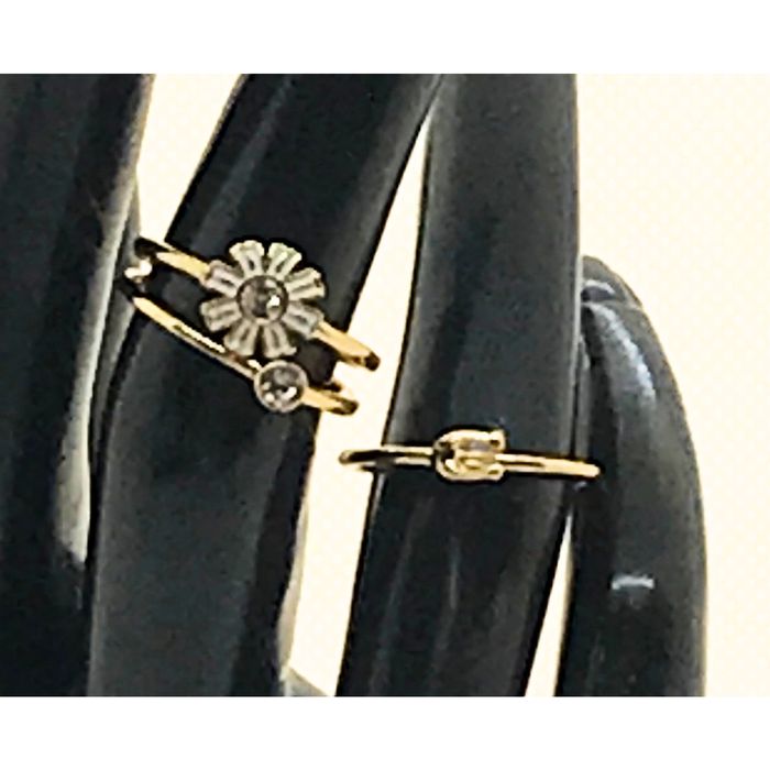 Coach Coach Daisy Stackable Rings Set 3 Yellow Gold Pink Crystal 6 ...