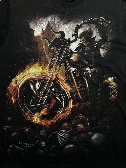 Vintage Vintage Rhinestones Harley Davidson Ghost Rider Tee Y2K | Grailed
