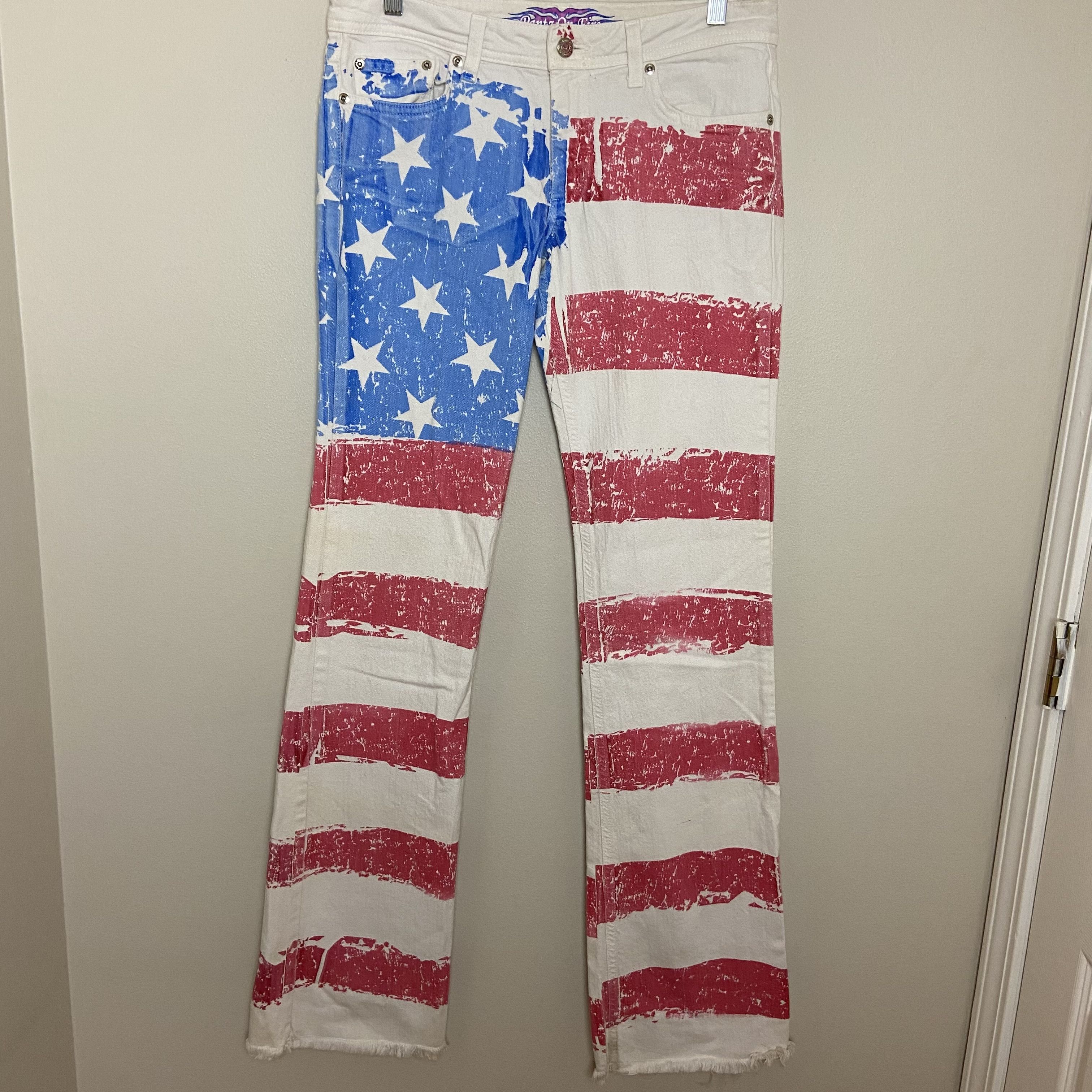 Streetwear × Vintage Pantz On Fire American Flag Jeans | Grailed