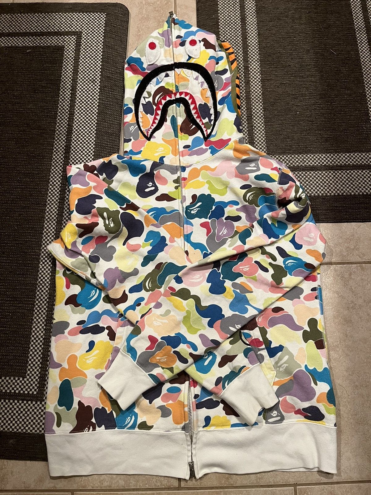 Bape Multi Camo Shark Full Zip Hoodie | Grailed