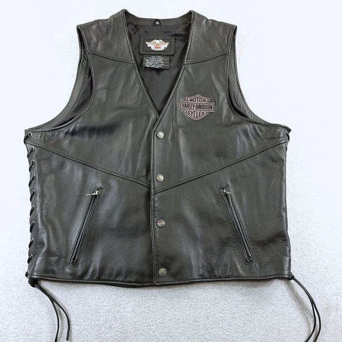 Harley Davidson Harley Davidson Vest Mens Extra Large Black Leather ...