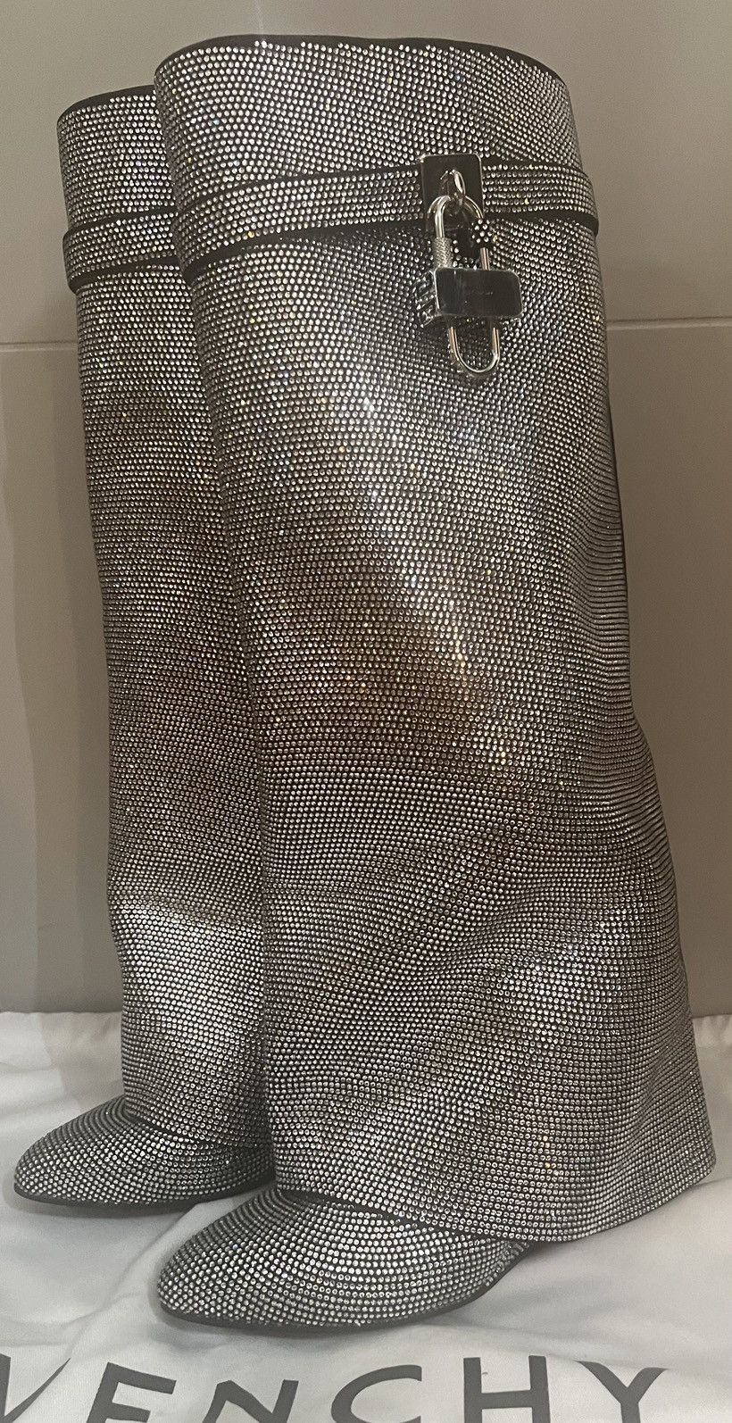 Givenchy Shark lock strass Knee - High boots | Grailed