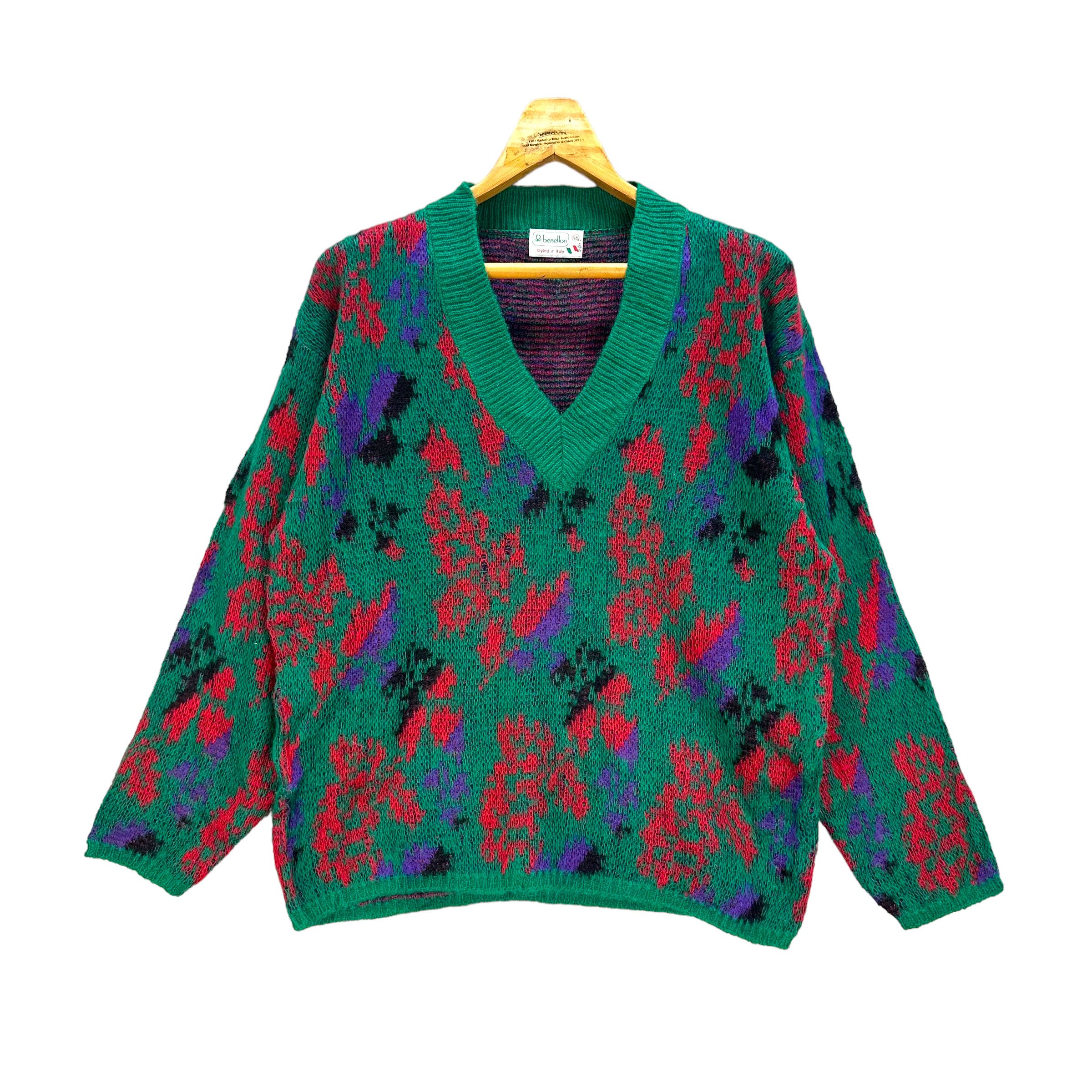 Benetton × Rare × Vintage VINTAGE BENETTON PRINTED KNIT SWEATER #8045 ...
