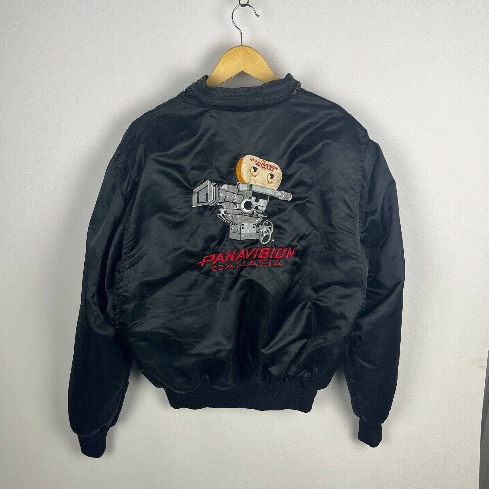 Vintage Vintage 80s Panavision Canada Black Satin Lined Alpha Bomber ...