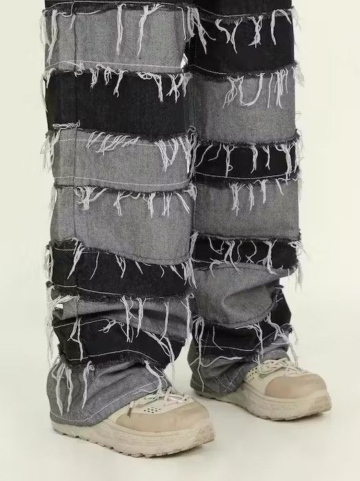 Designer Opium style baggy Stacked patchwork Jeans | Grailed