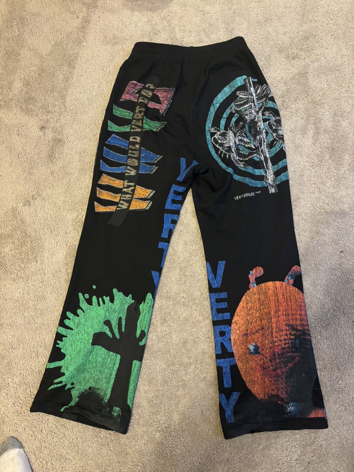 Vertabrae Vertebrae wide leg sweatpants black montage | Grailed