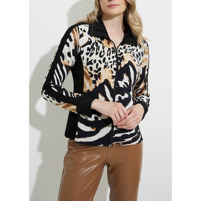Joseph Ribkoff Animal Print Zip Jacket In Beige/black | Grailed