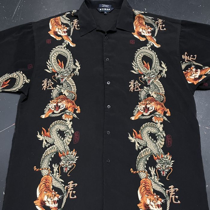 Vintage Dragon Tiger y2k button up graphic shirt | Grailed