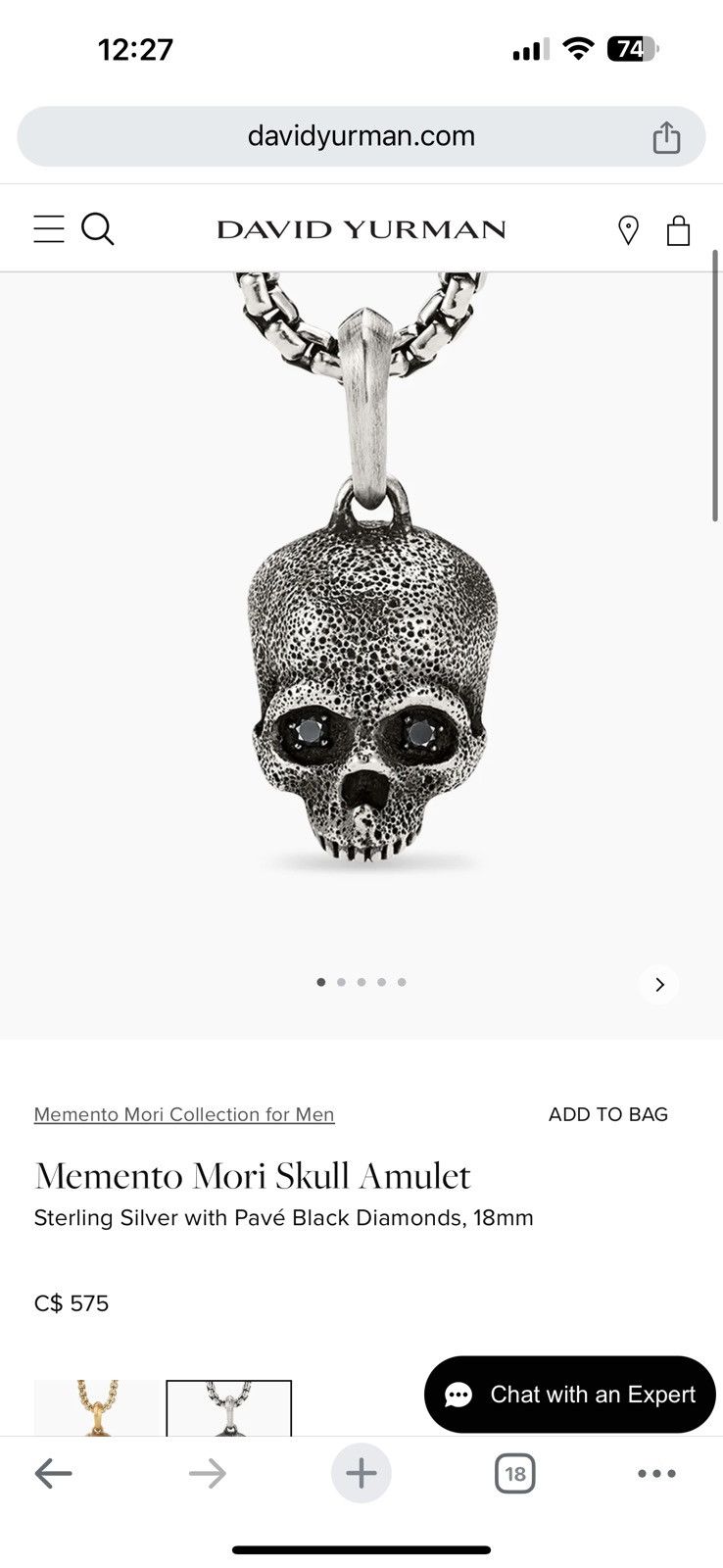 David Yurman Momento Mori skull Amulet | Grailed