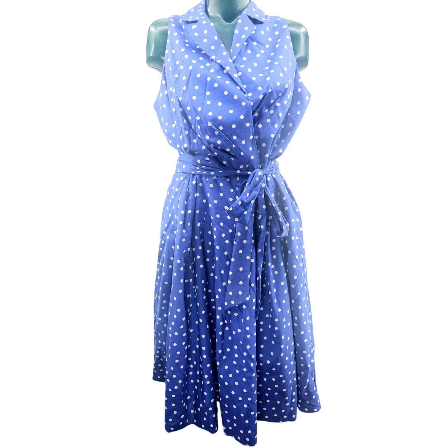 Evan Picone Black Label by Evan Picone Blue Polka Dot Midi ]Dress 6 ...