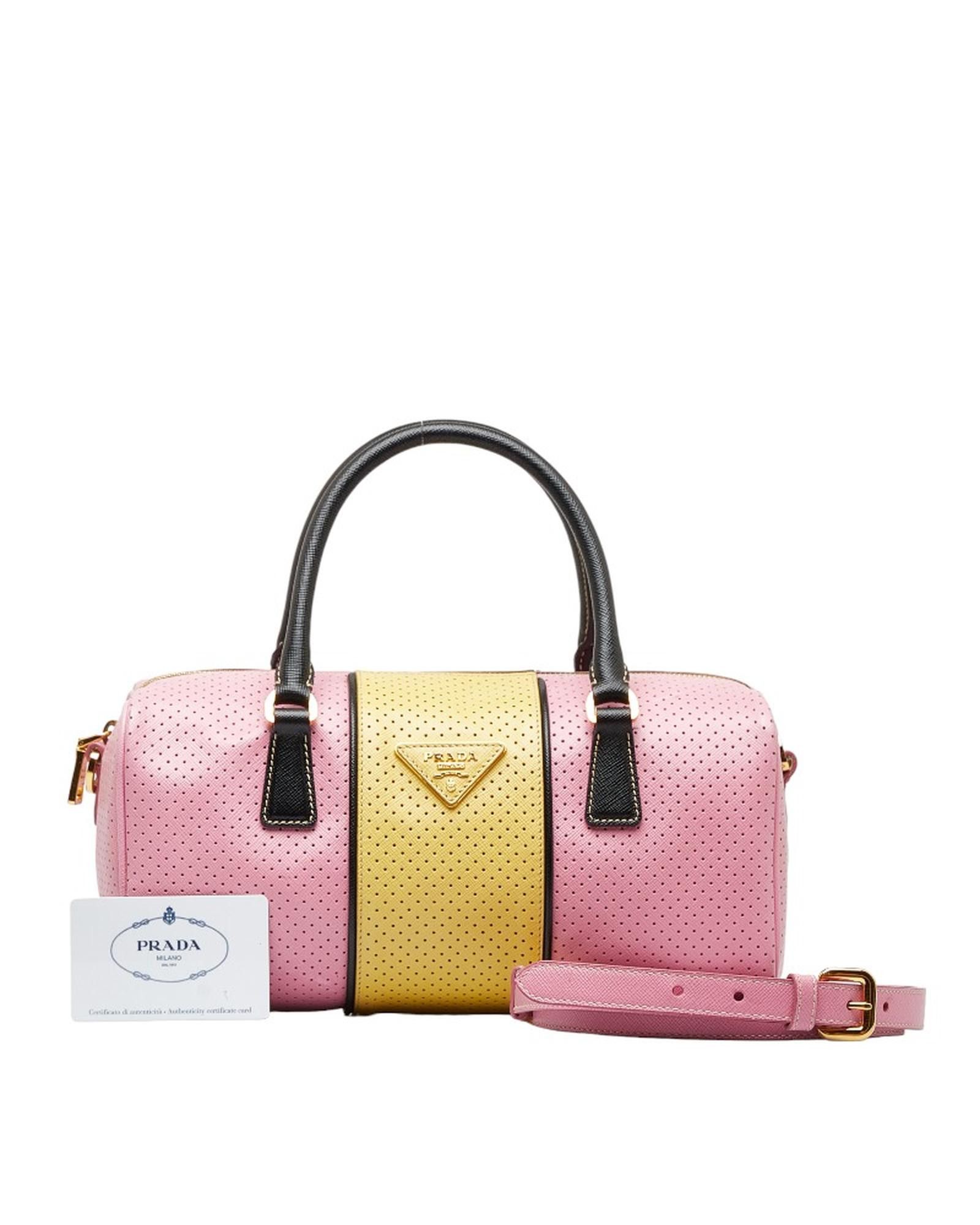 Prada Prada Perforated Saffiano Boston Bag | Grailed