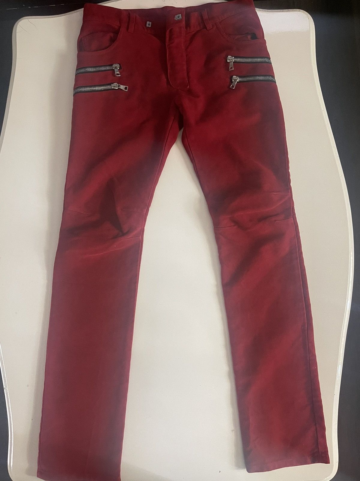 Balmain Balmain Red Velvet double zippers | Grailed