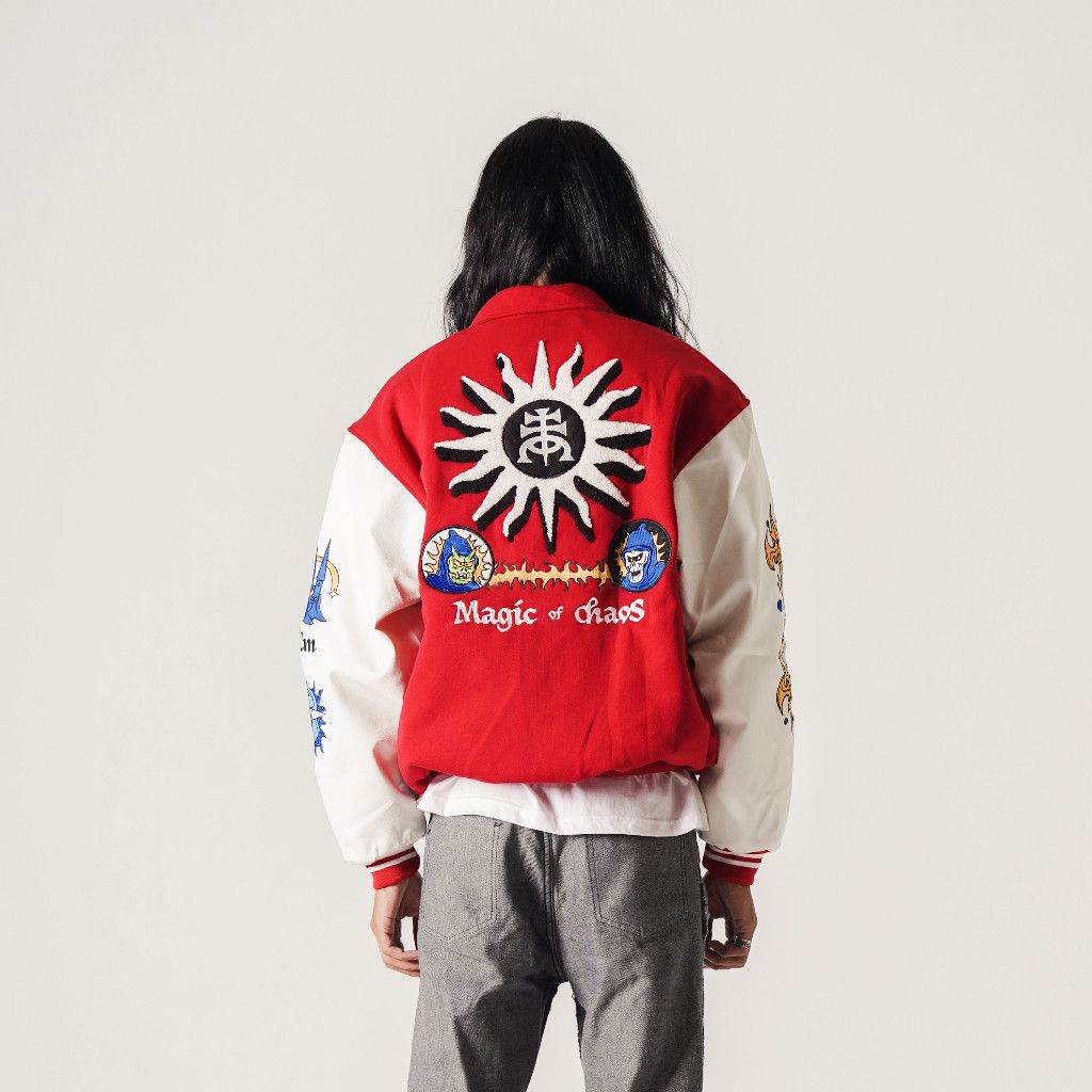 Bomber Jacket × Varsity Varsity Jacket Red Magic of Chaos XL | Grailed