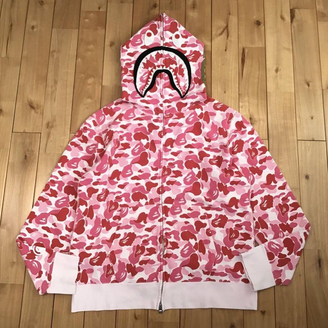 Bape BAPE ABC camo Pink shark full zip hoodie a bathing ape | Grailed