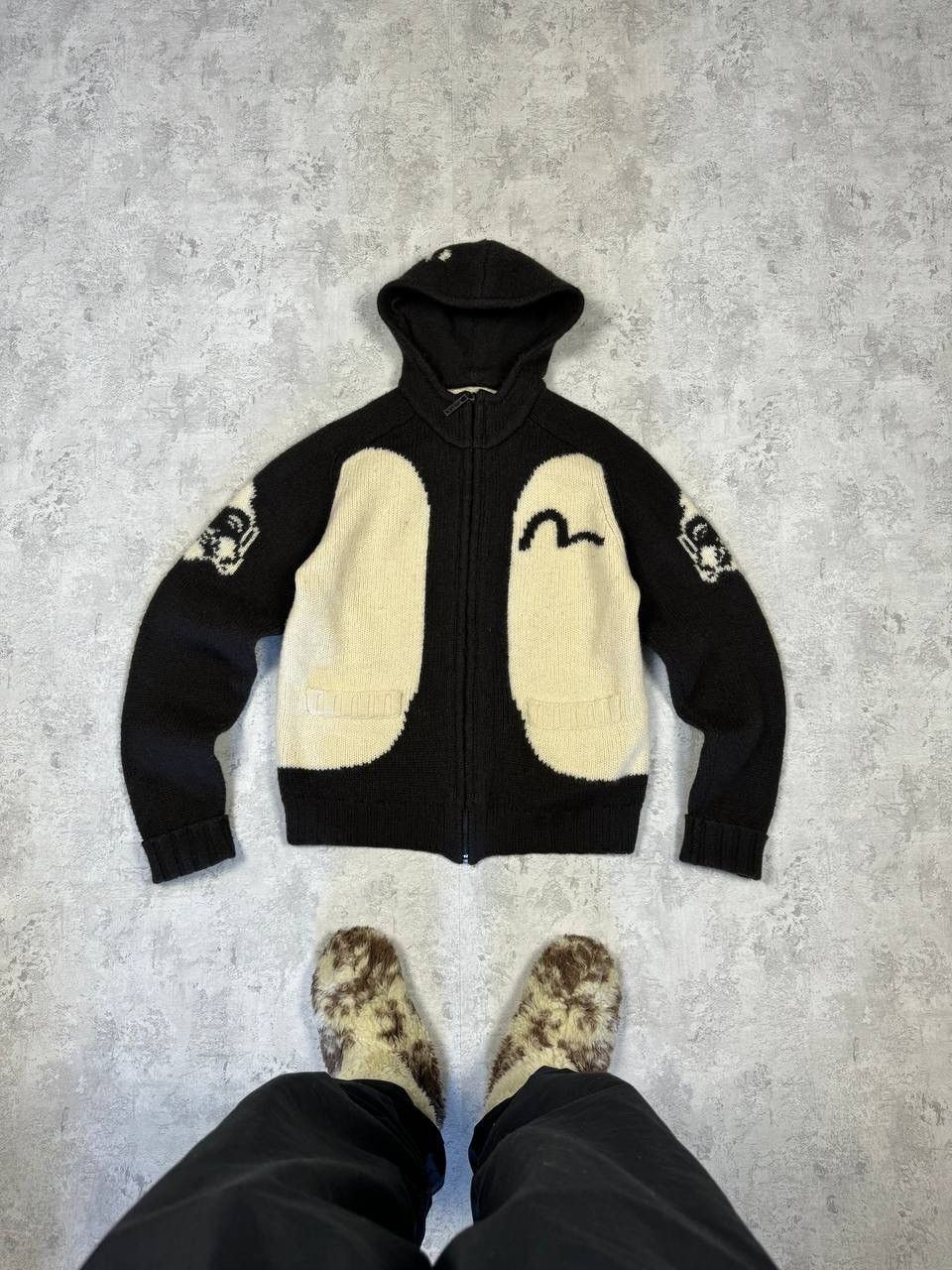 Evisu × Japanese Brand × Vintage RARE Vintage Evisu Wool Knitted Zip ...