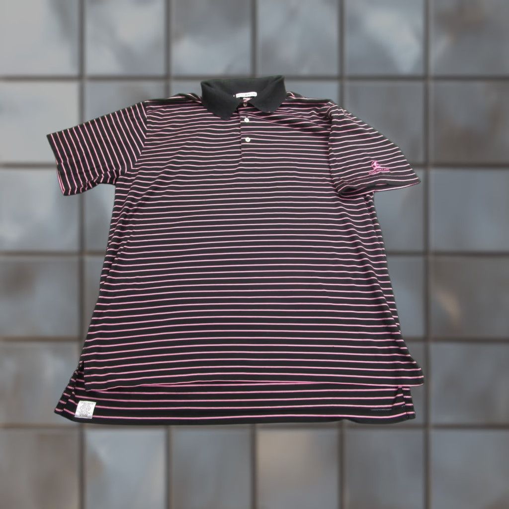 Peter Millar Peter Millar Polo Shirt Mens Large Black Pink Stripe Mauna ...